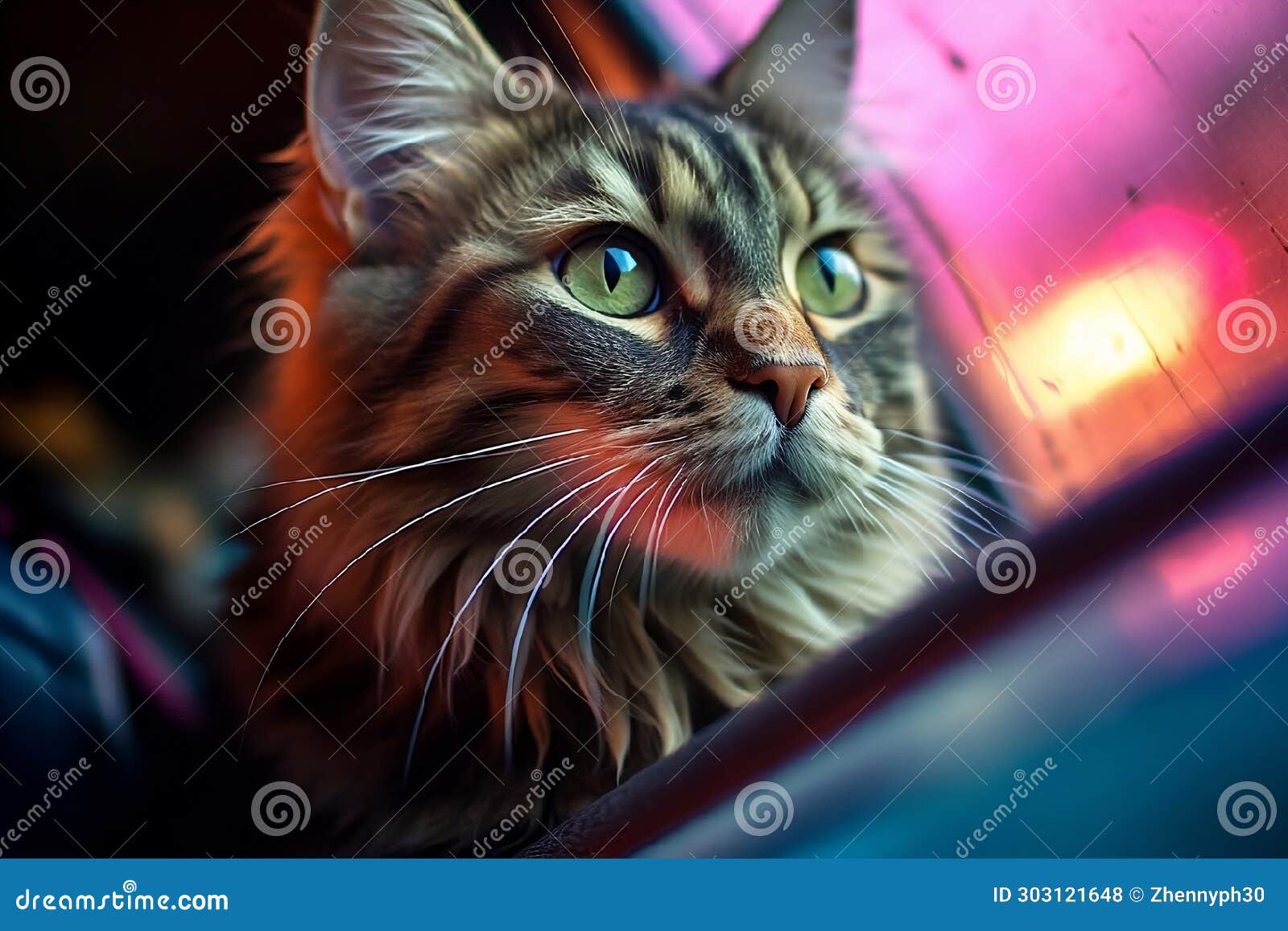 Cat Looking Out the Car Window. AI Generated Stock Illustration ...