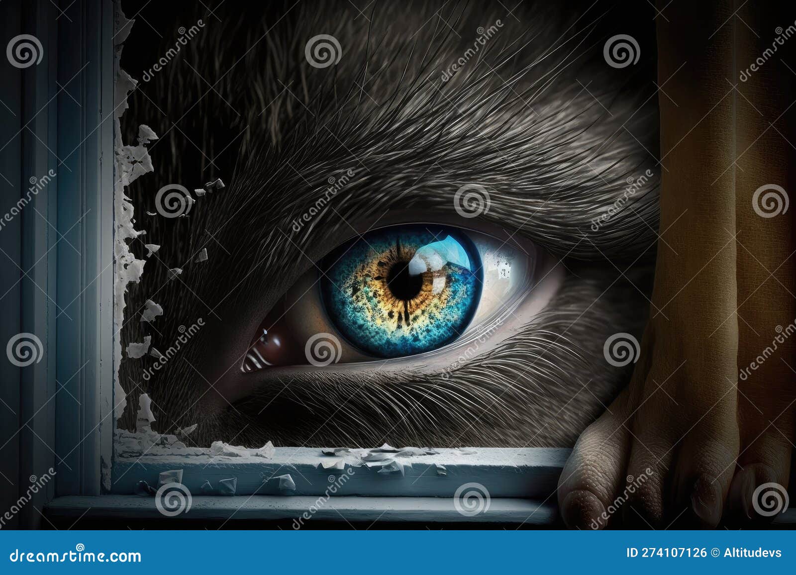 Cat, Looking Out from Window with Evil Eye Stock Illustration ...