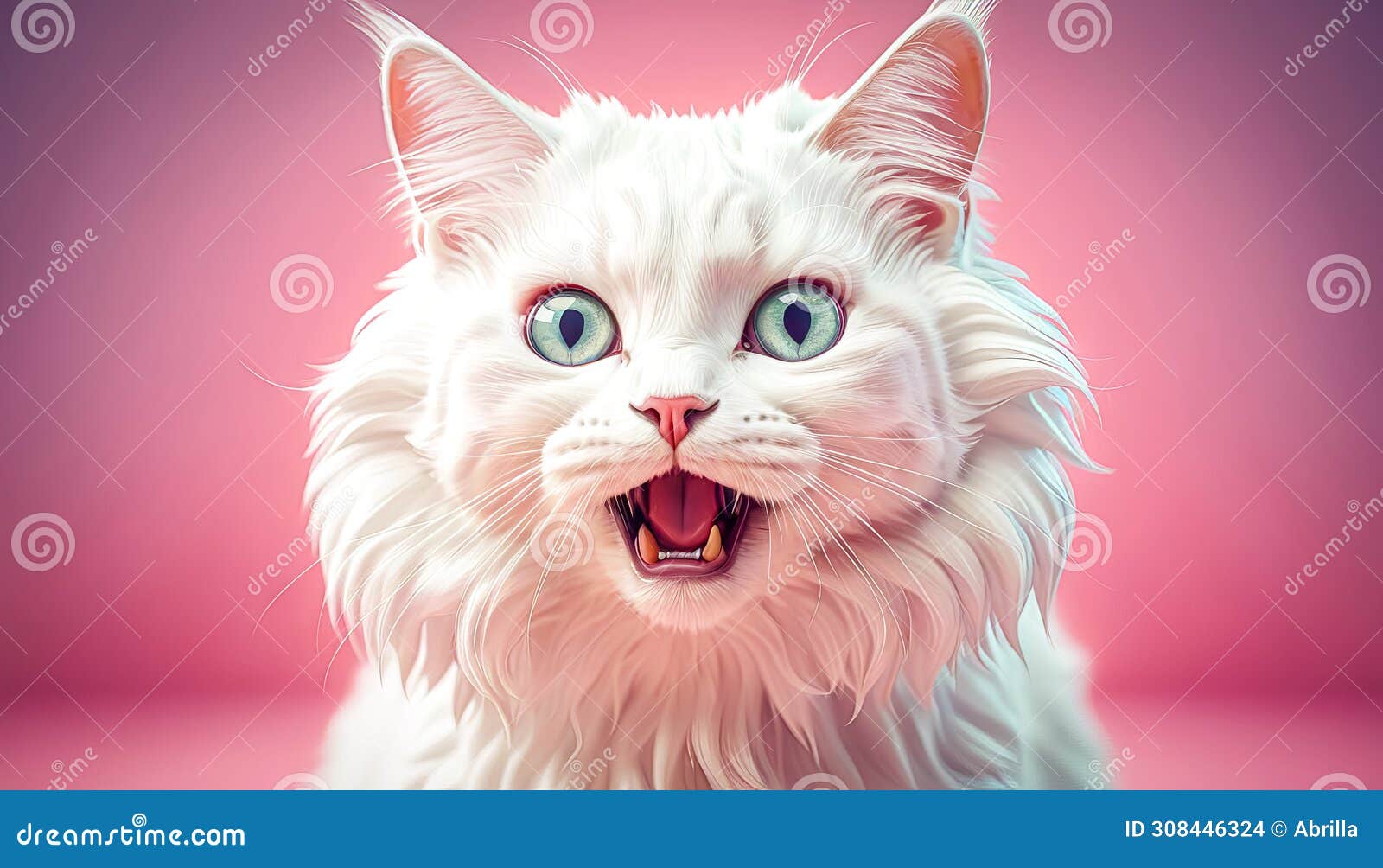 The Cat Looks with Big Eyes, is Surprised and Indignant, Meows. Cyclic ...