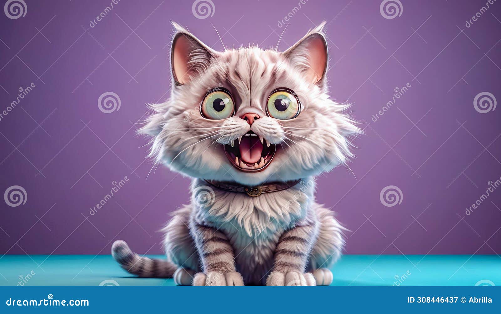 The Cat Looks with Big Eyes, is Surprised and Indignant, Meows. Cyclic ...