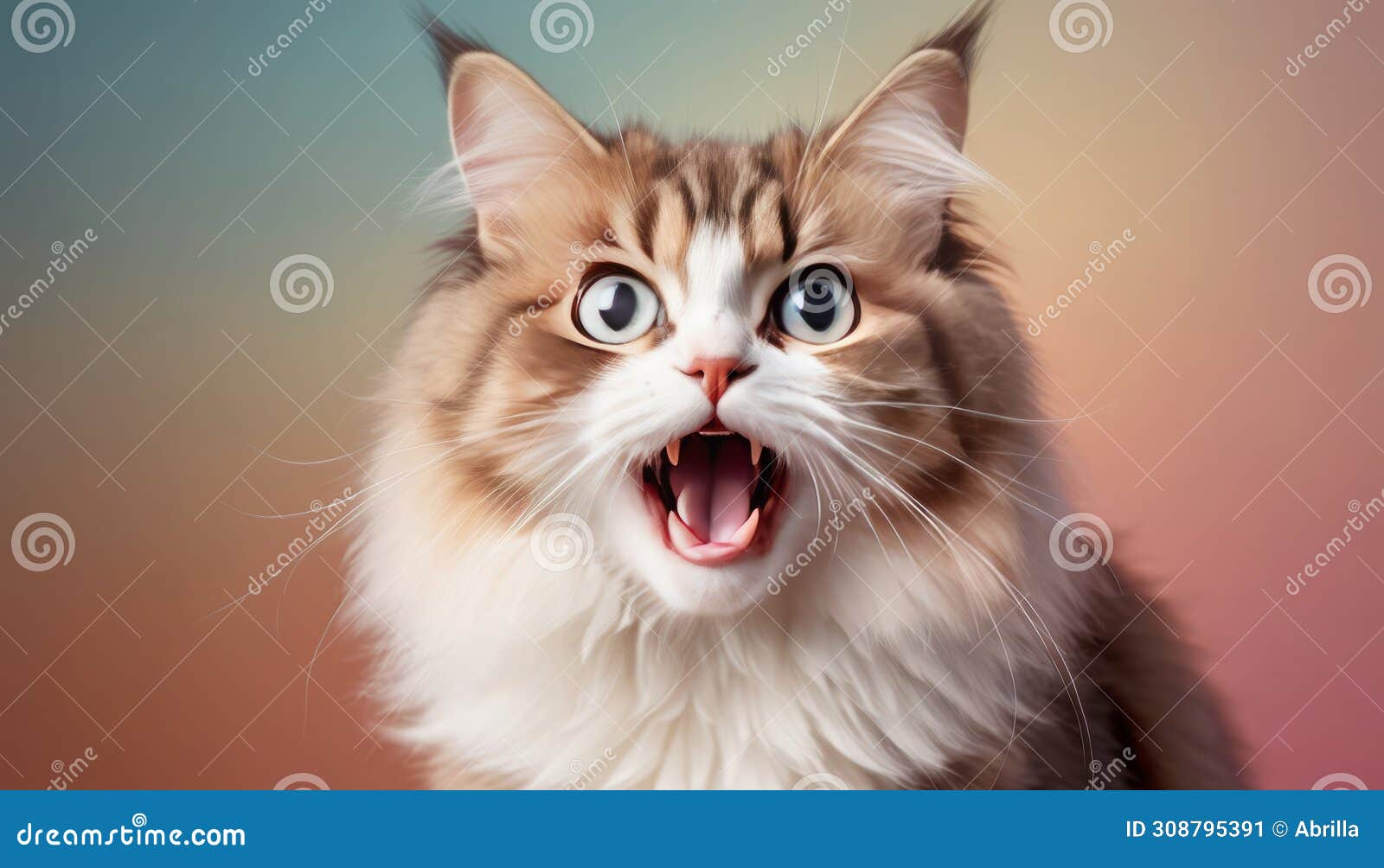 The Cat Looks with Big Eyes, is Surprised and Indignant, Meows. Cyclic ...