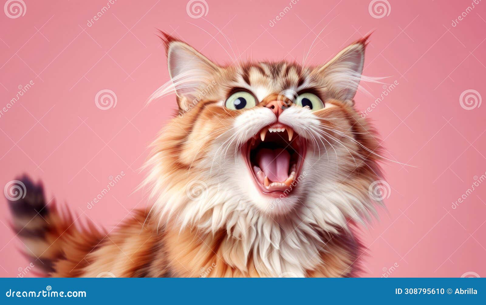 The Cat Looks with Big Eyes, is Surprised and Indignant, Meows. Cyclic ...