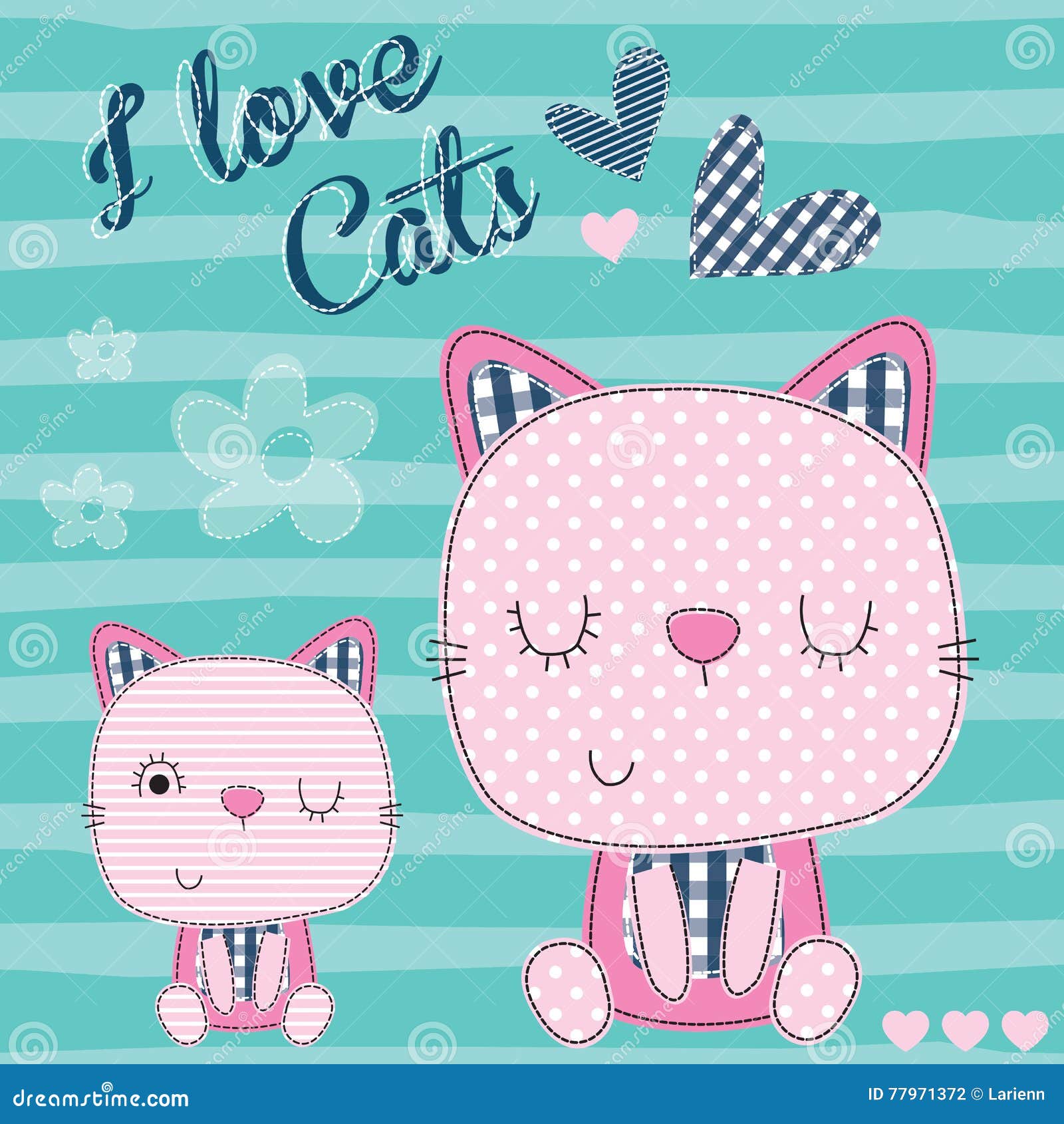 Cat Love Vector Illustration Stock Vector - Illustration of cute, dots ...