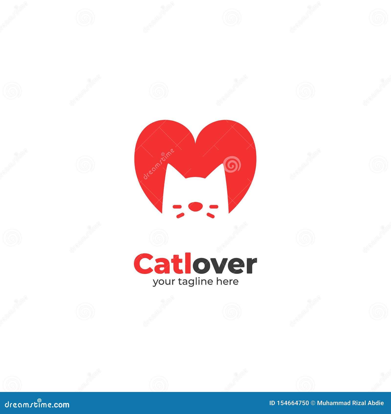 Cat Lover Logo with Cat Silhouette Inside Amour Icon Symbol Simple ...