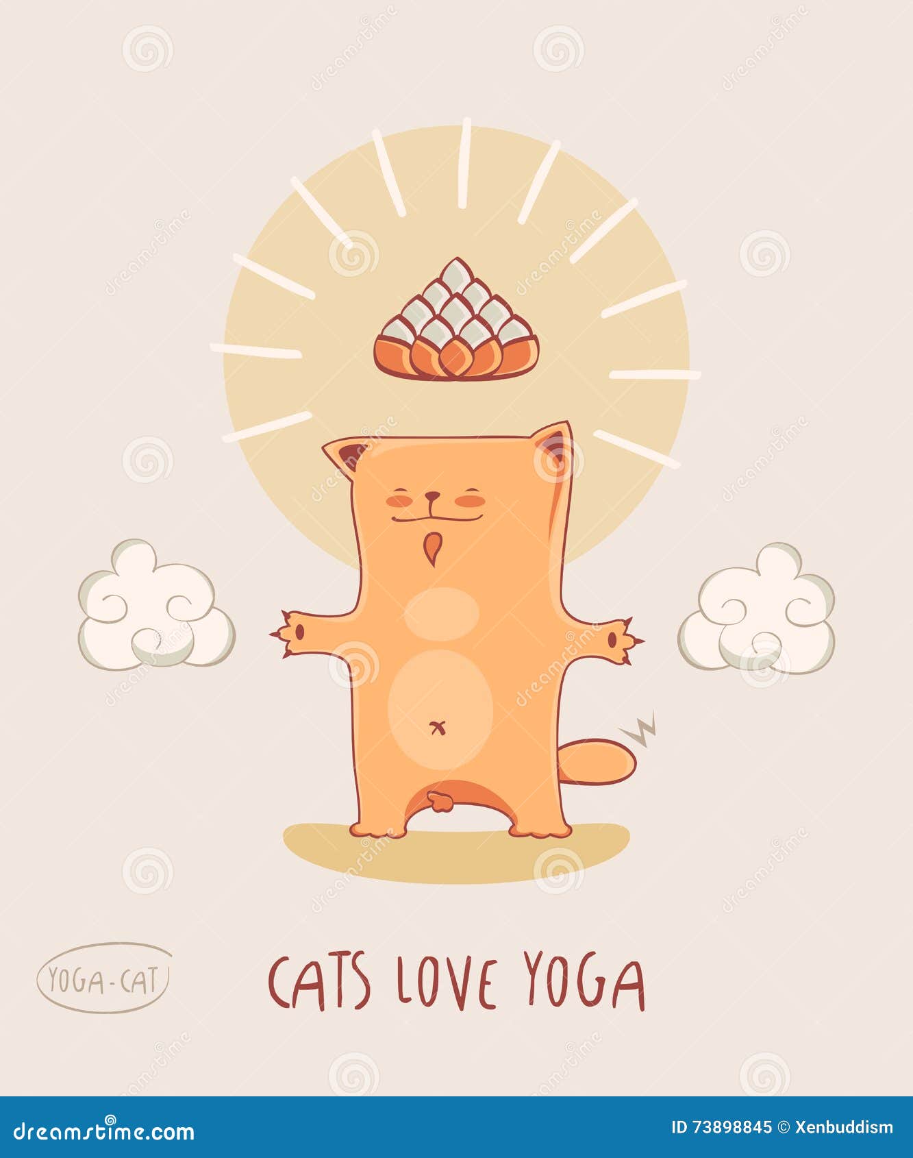 Cat Loves Yoga. Red -bodhisattva Stock Illustration - Illustration of ...