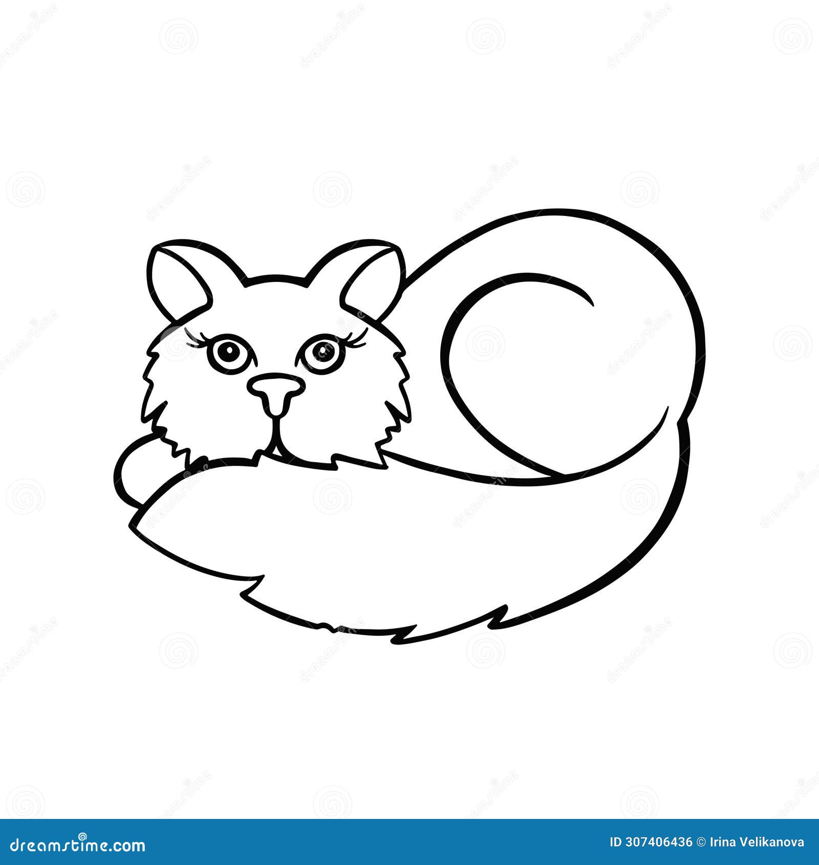 Cat Lying Face Down. Line Drawing on White Background Stock Vector ...