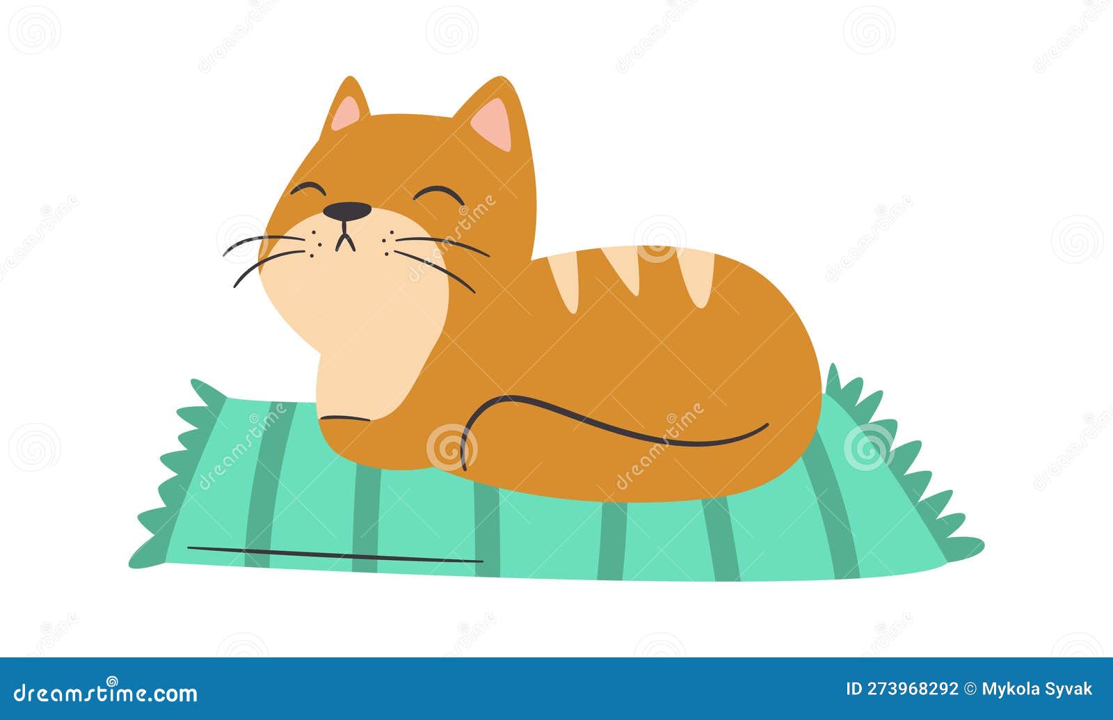 Cat Lying on Mat stock vector. Illustration of relax - 273968292