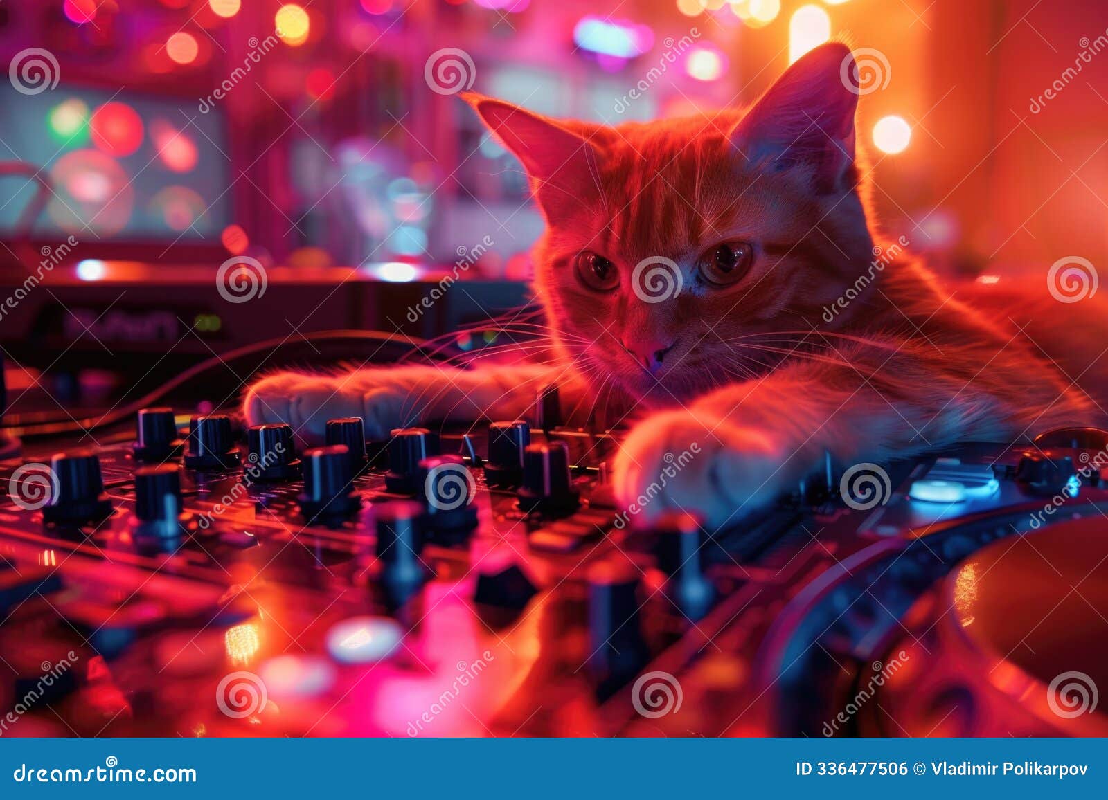 A Cat Lying on Top of a Mixing Board, Possibly in a Recording Studio or ...