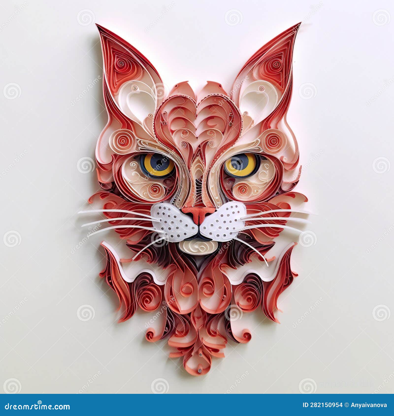 A Cat Made Out of Paper with Yellow Eyes. Generative AI Image. Stock ...