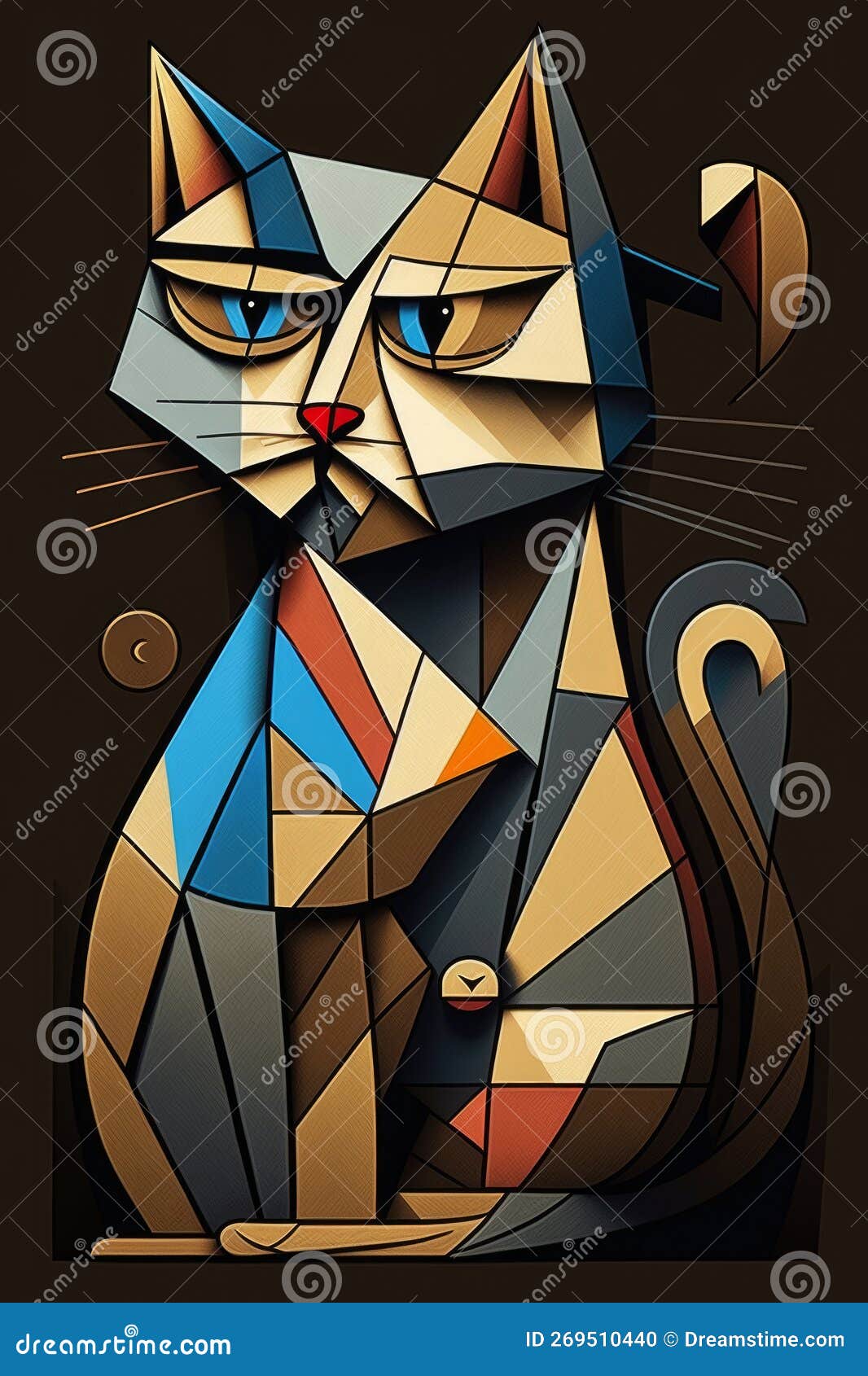 Cat is Made Up of Geometric Shapes. Generative AI Stock Illustration ...