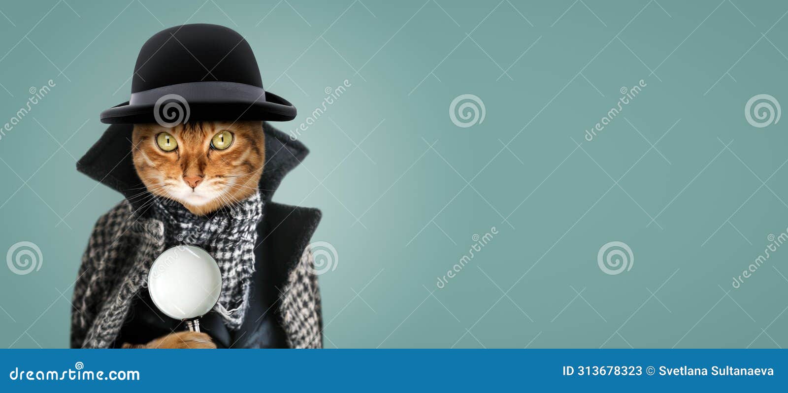A Cat with a Magnifying Glass Dressed As a Detective or Sleuth Stock ...
