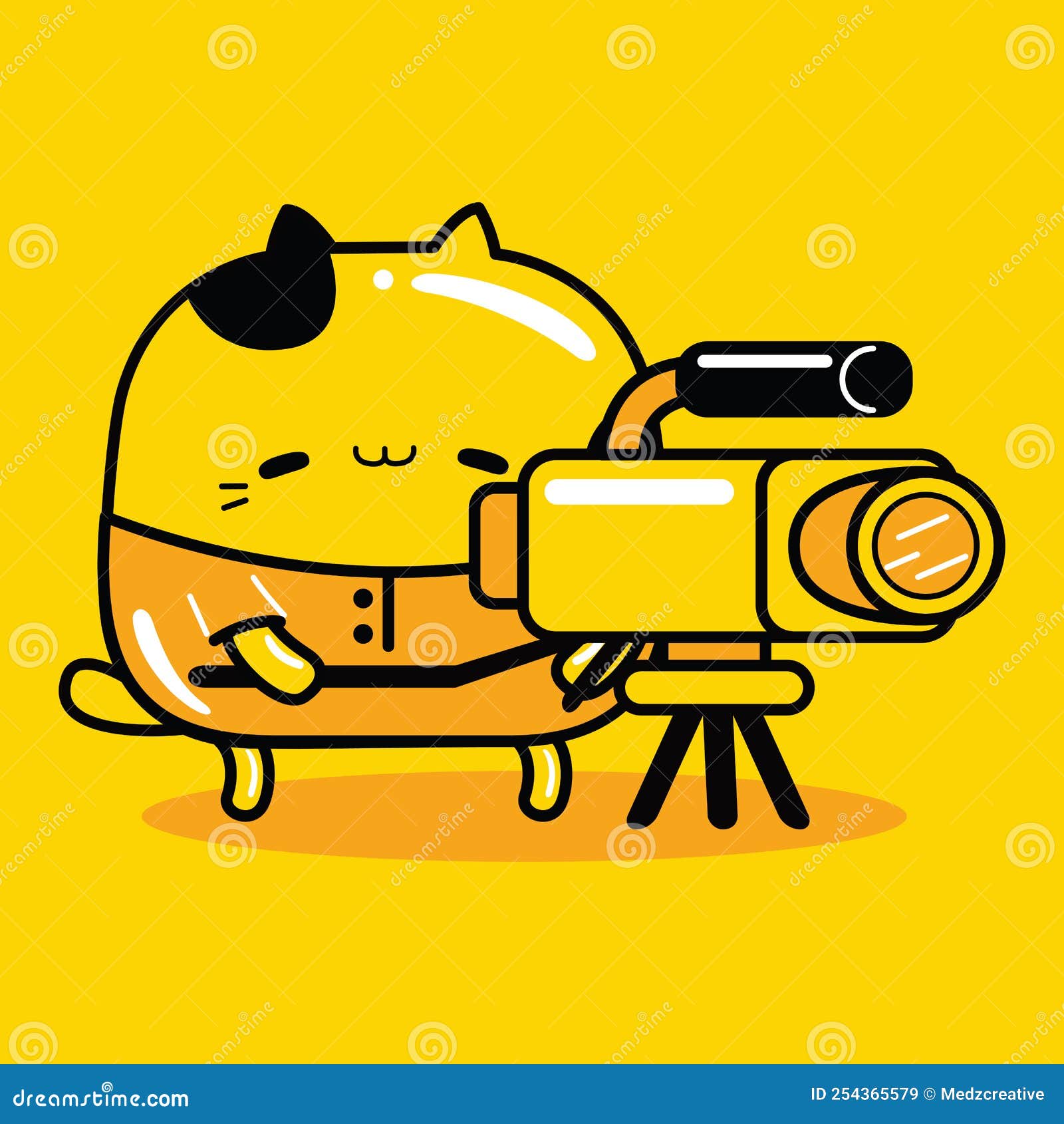 Cute Cat Character Cameraman Profession Stock Vector - Illustration of ...