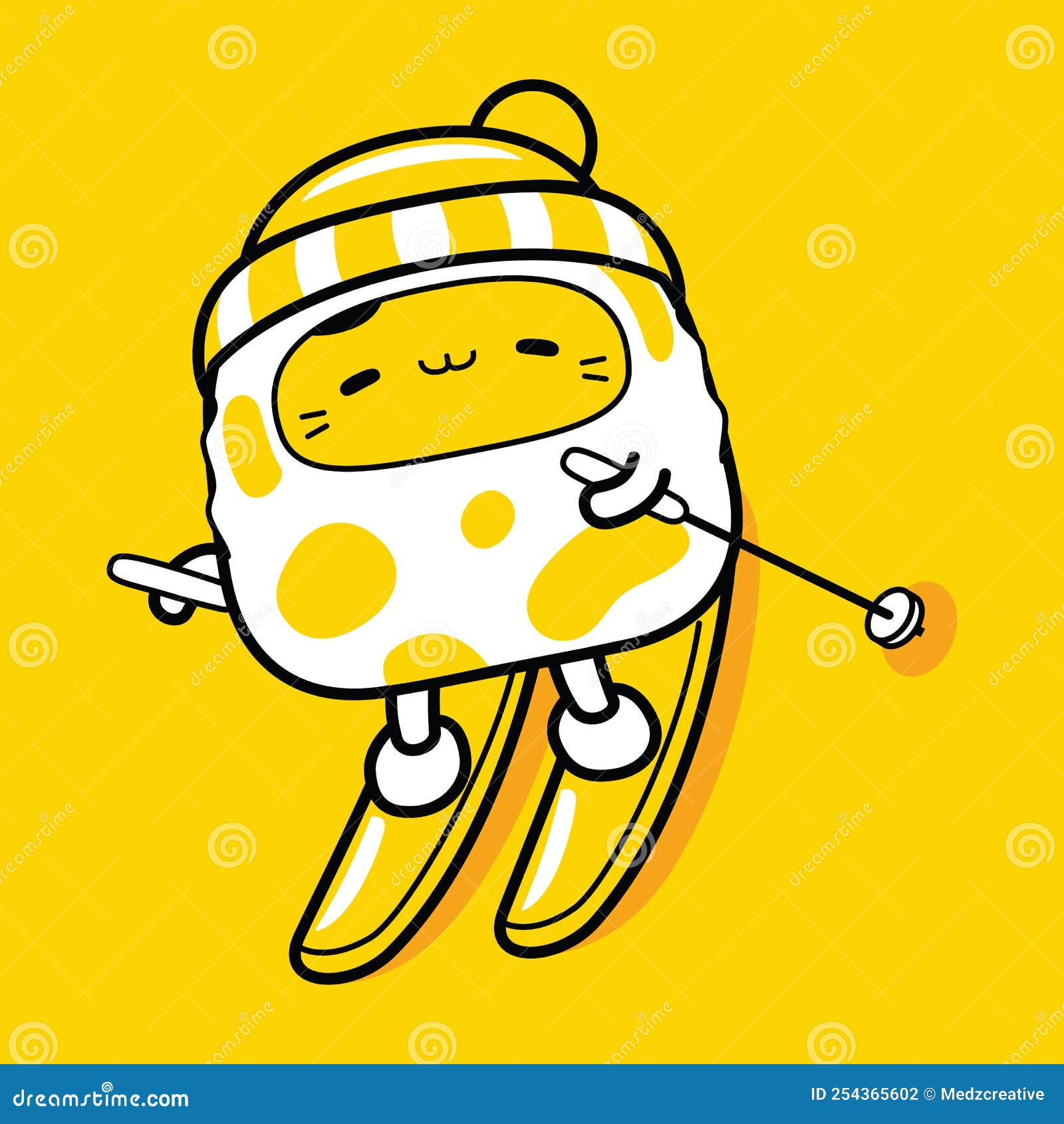 Cute Cat Character in Winter Season Stock Vector - Illustration of ...