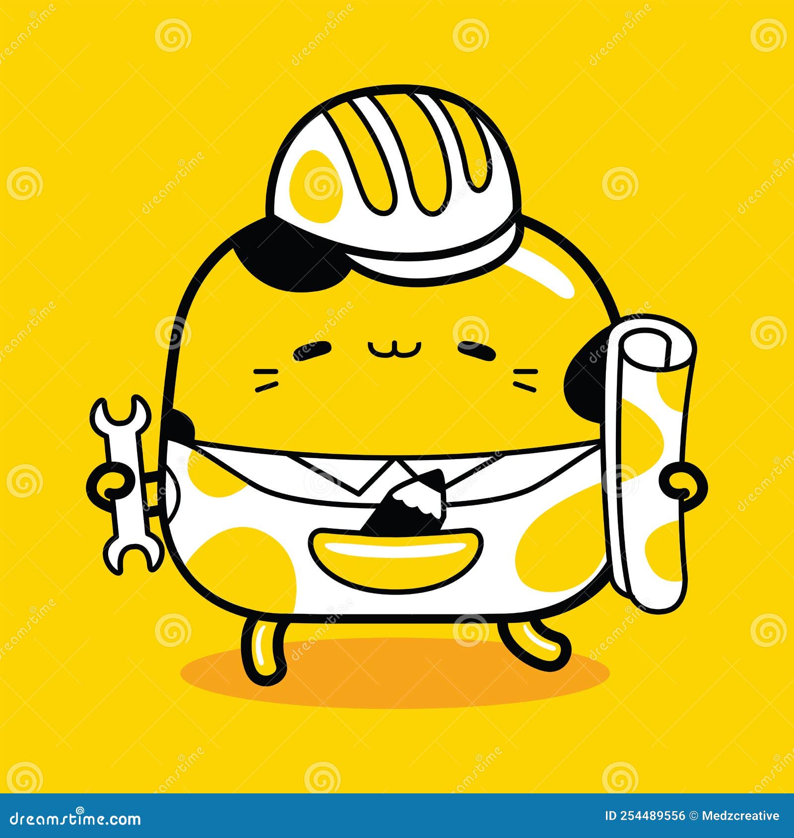 Cute Cat Character Engineer Profession Stock Vector - Illustration of ...