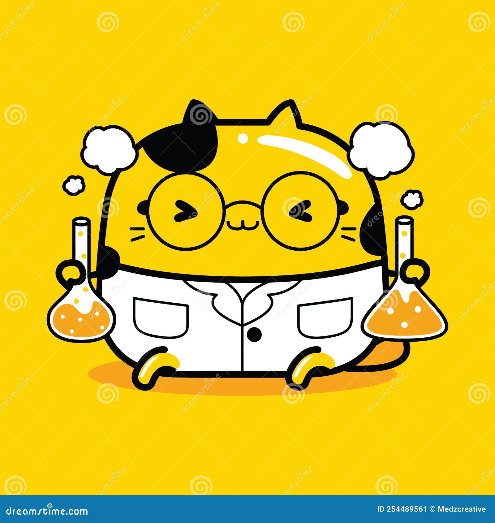 Cute Cat Character Chemist Profession Stock Vector - Illustration of ...
