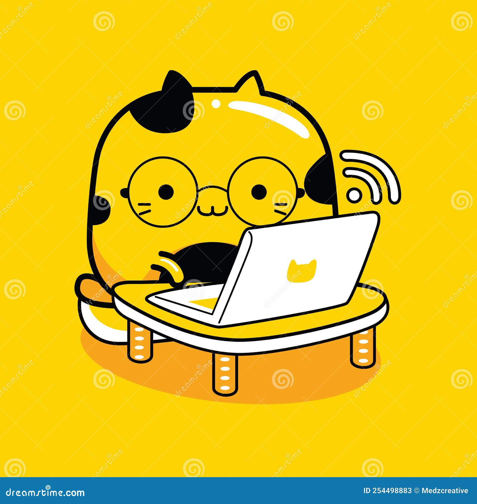 Cute Cat Character Programmer Profession Stock Vector - Illustration of ...