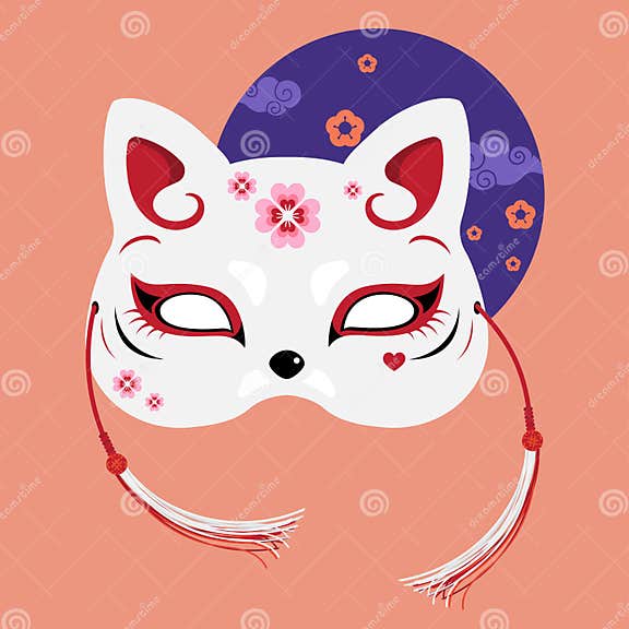 Cat mask stock vector. Illustration of flower, japanese - 336777136