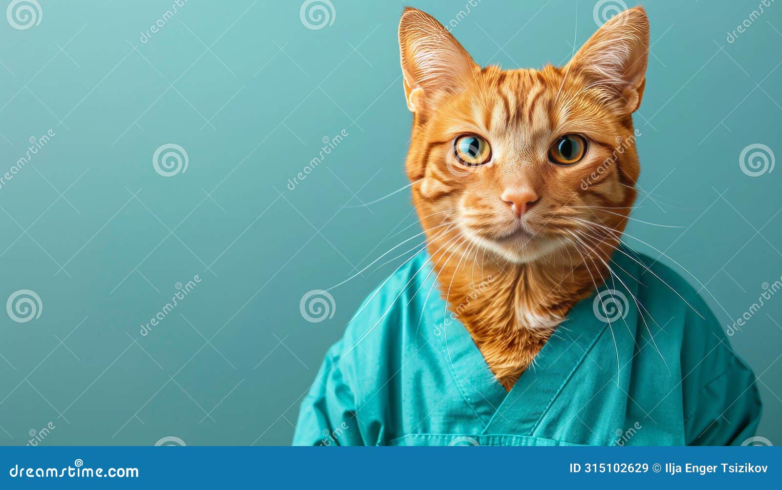 Cat in Medical Attire on Pastel Gradient Background with Ample Space ...