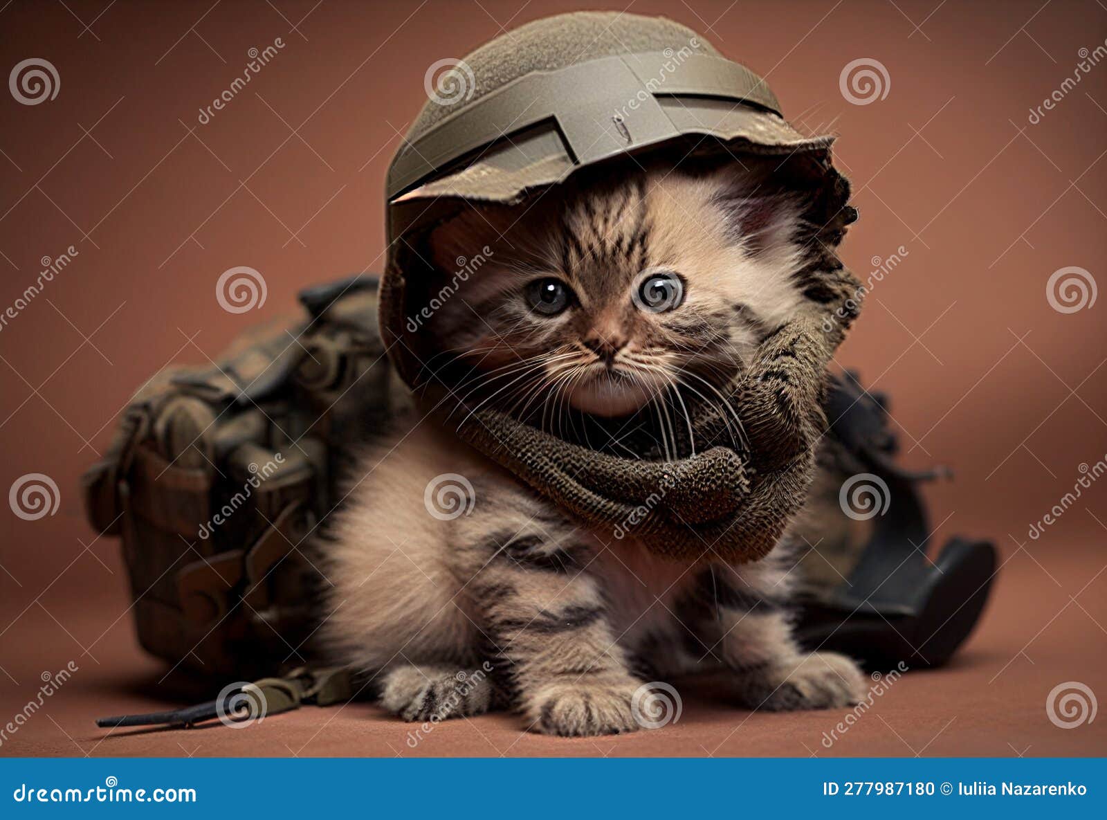A Cat in a Military Uniform of the Army, Cartoon, AI Generated Stock ...