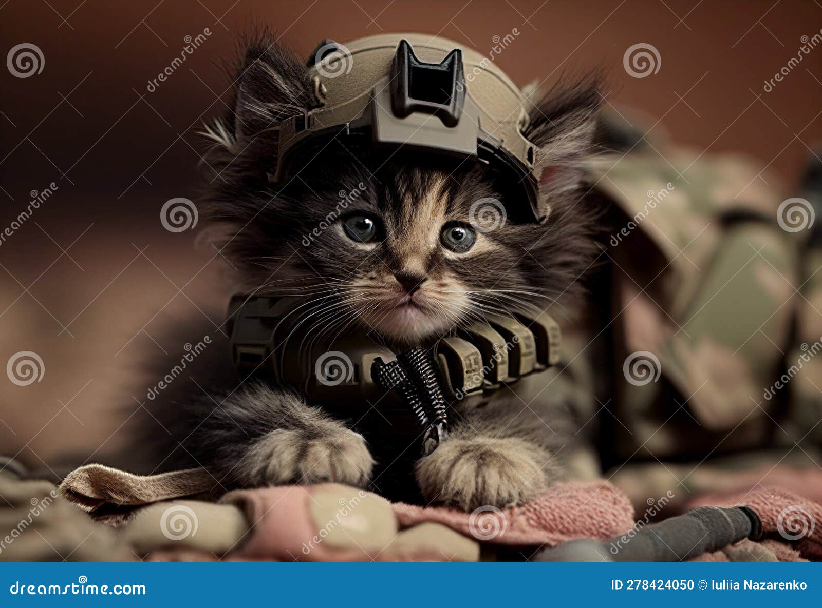 A Cat in a Military Uniform of the Army, Cartoon, AI Generated Stock ...