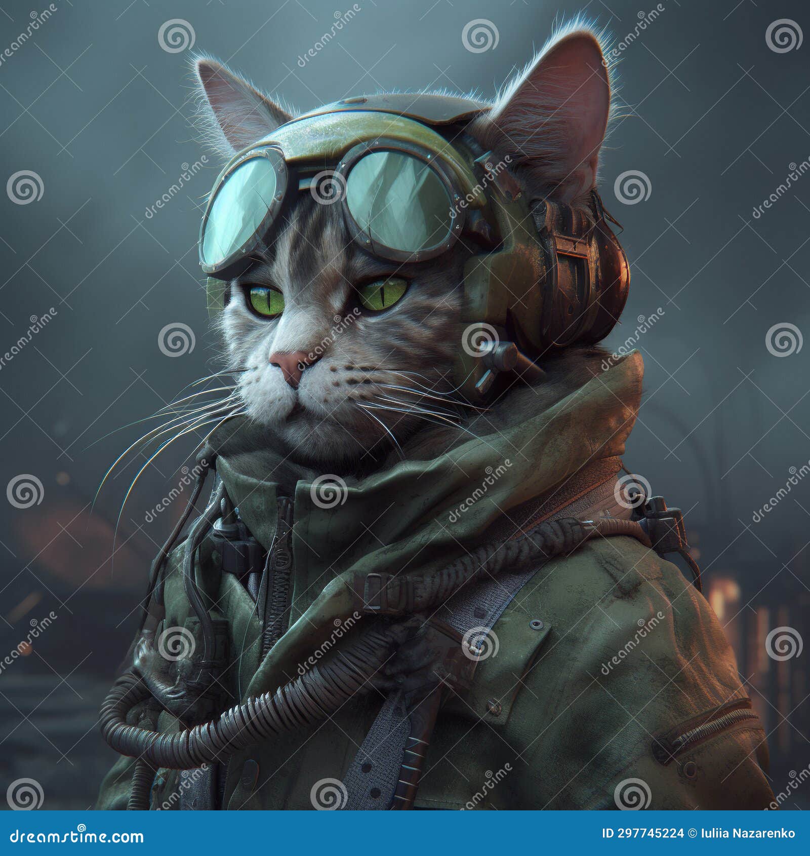 A Cat in a Military Uniform. AI Generated Stock Illustration ...