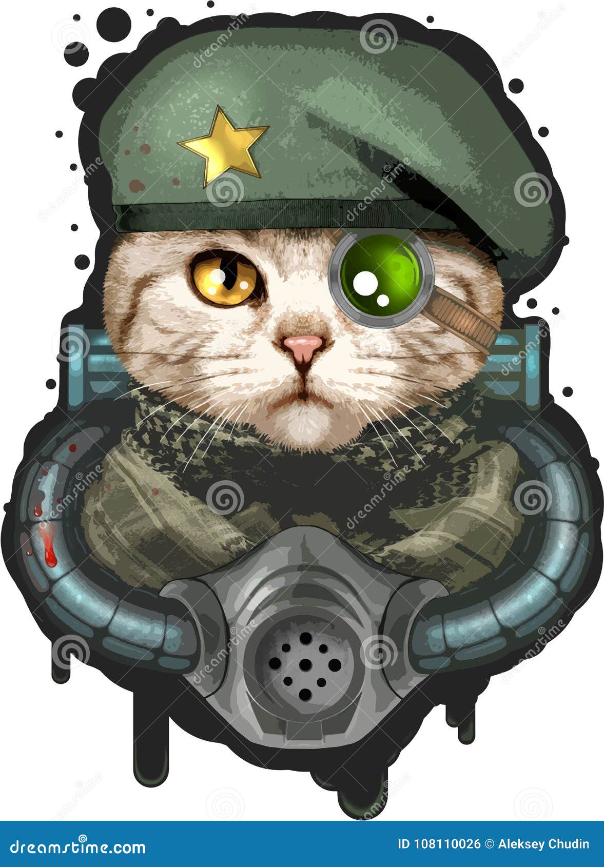 Cat in Military Uniform, Funny Illustration Stock Vector - Illustration ...