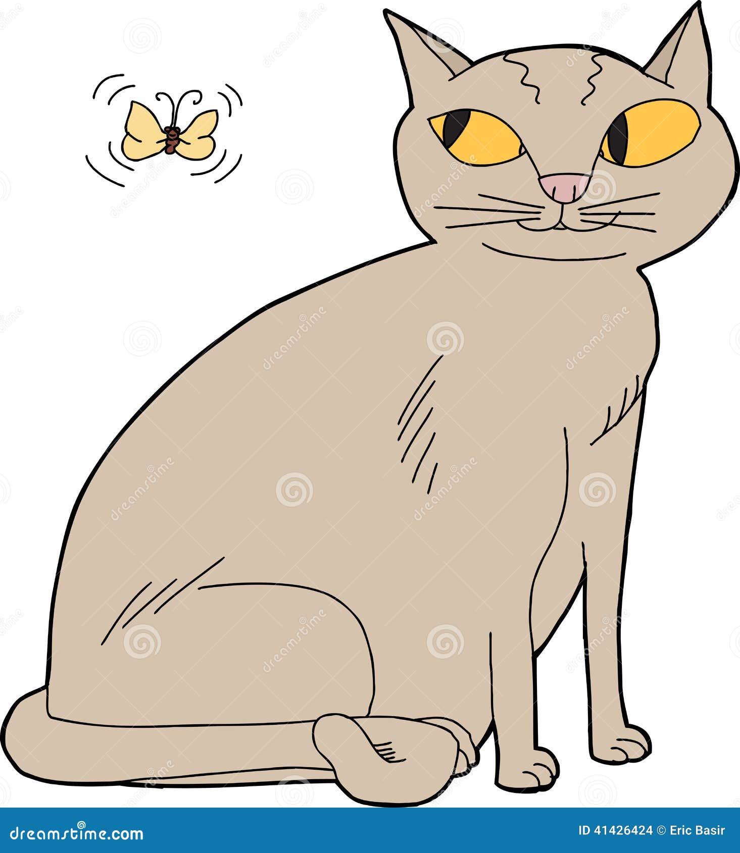 Cat and Moth stock vector. Illustration of hand, observing - 41426424