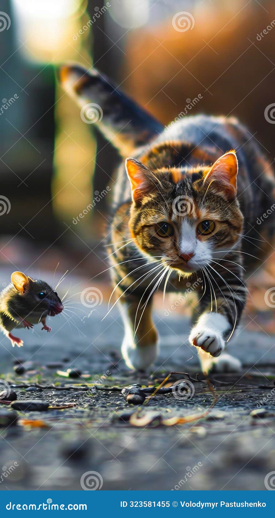Cat and Mouse Chasing Each Other Stock Image - Image of outdoor, play ...