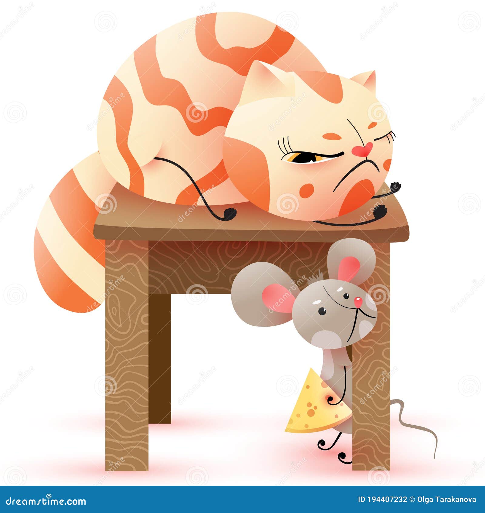 Cat and mouse stock vector. Illustration of face, sleeping - 194407232