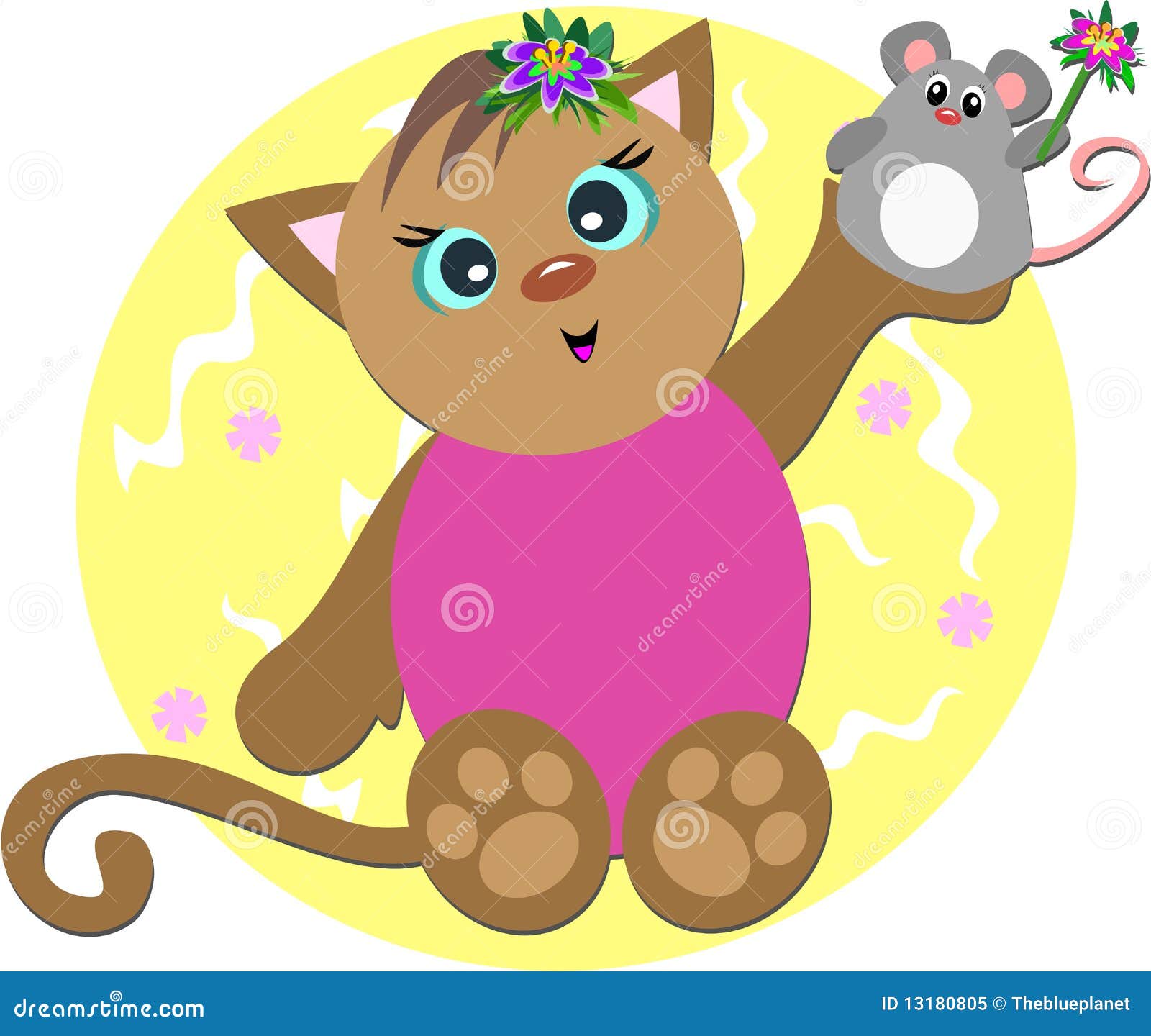 Cat and Mouse are Friends stock vector. Illustration of outfit - 13180805