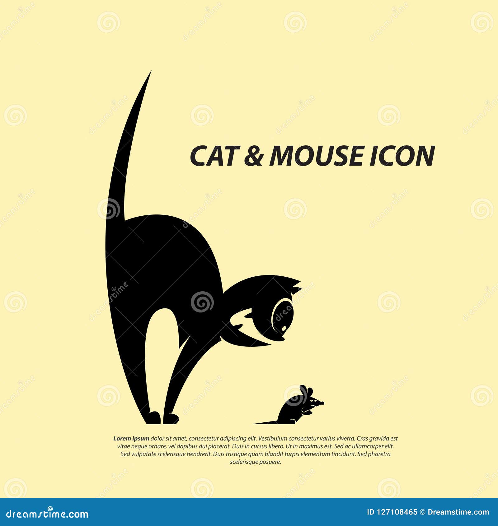 Cat & Mouse Icon Flat Illustration Stock Illustration - Illustration of ...