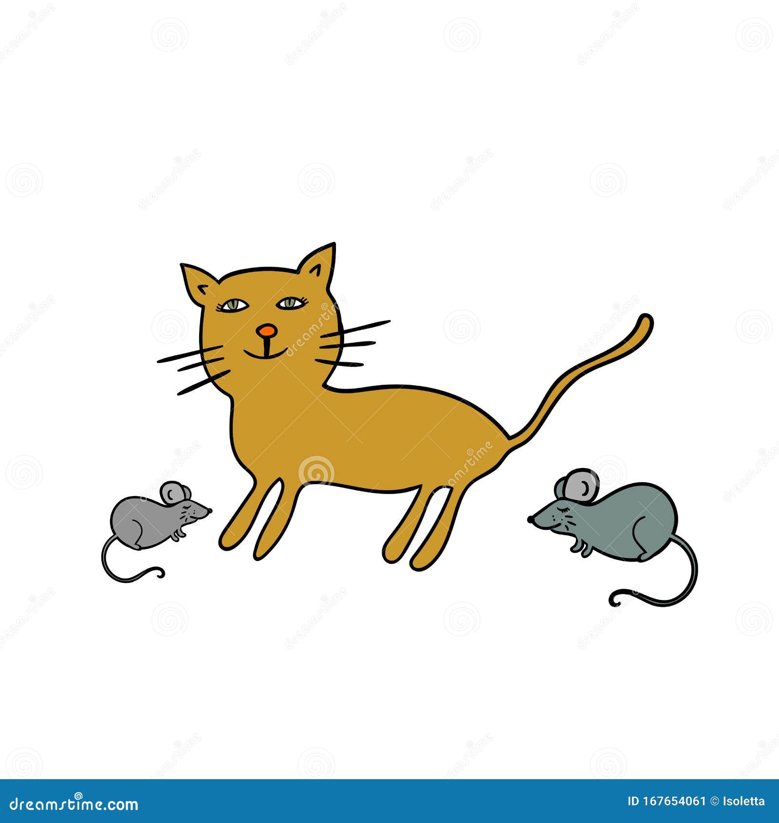 Cat and Mouse Illustration. Funny Animals Stock Vector - Illustration ...