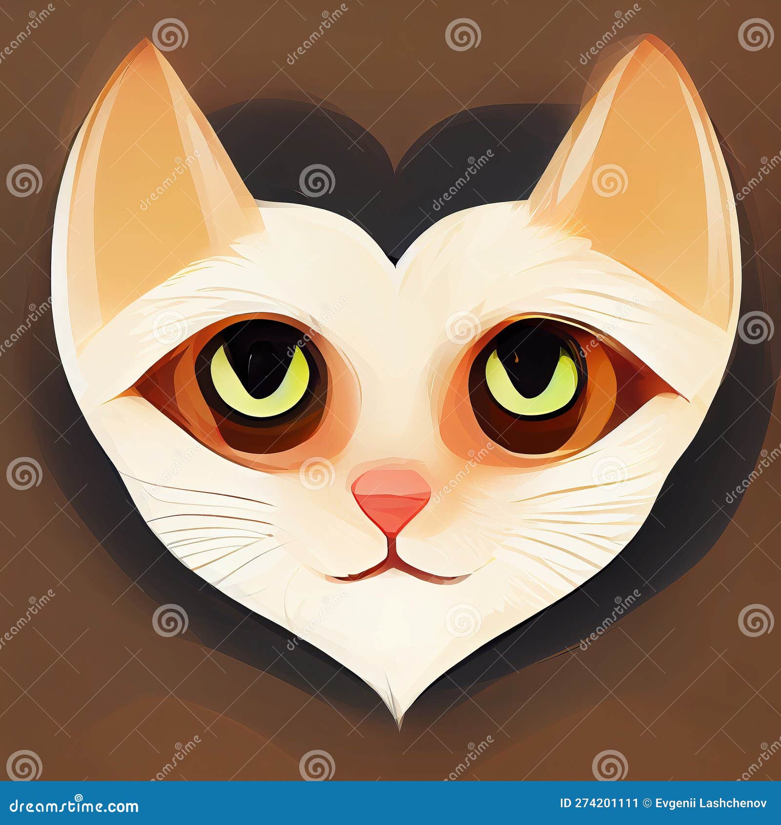Cat Muzzle in a Heart. Cat Face in the Shape of a Heart. AI-generated ...