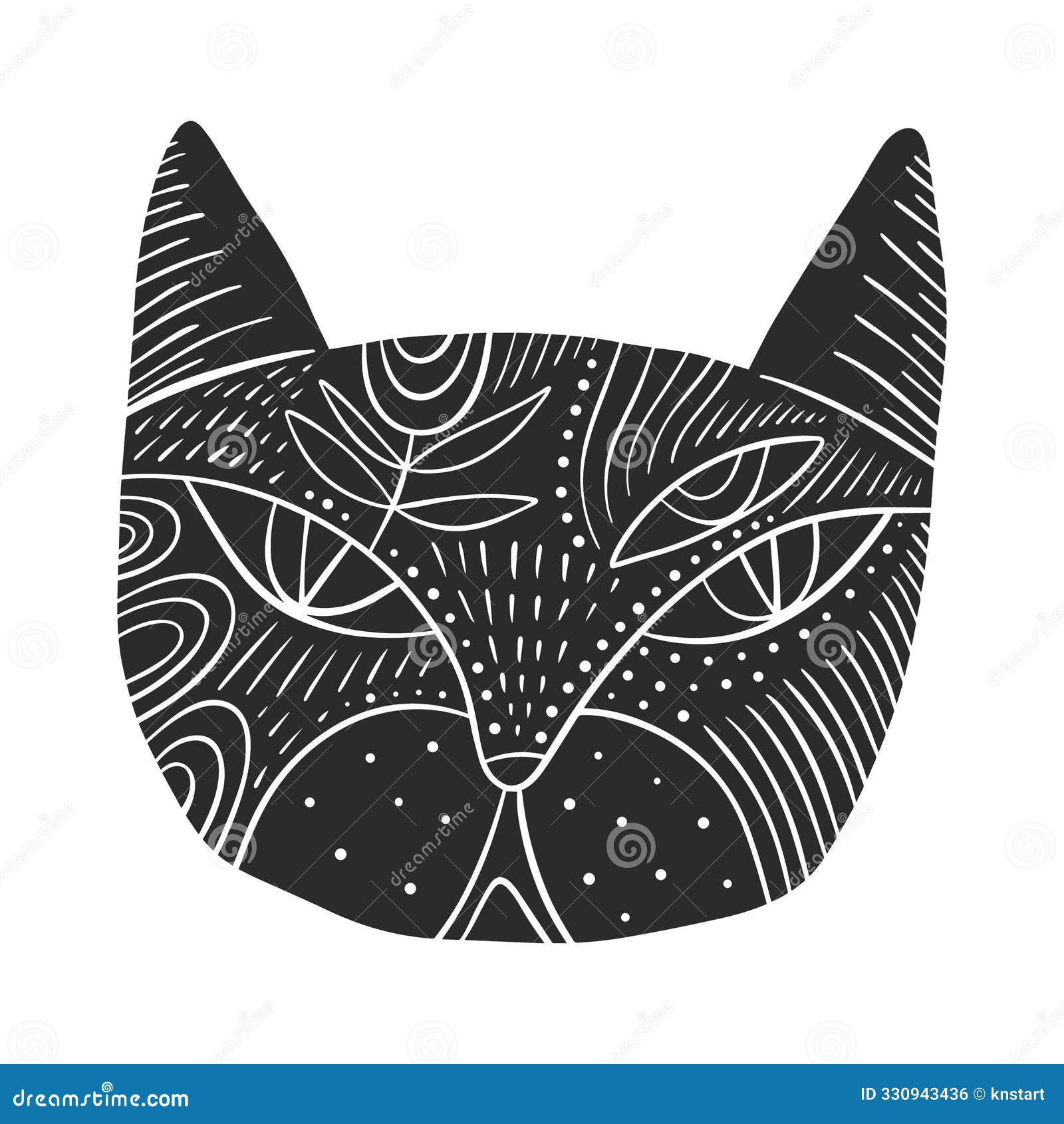 Cat Muzzle Isolated Portrait Groovy Cute Comic Character, Grumpy Face ...