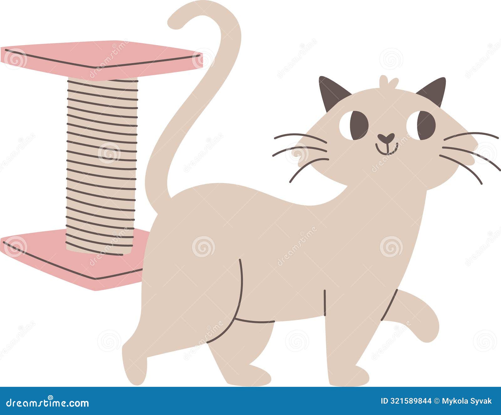 Scratching Post For Home Cats. Coloring Page Cartoon Vector ...