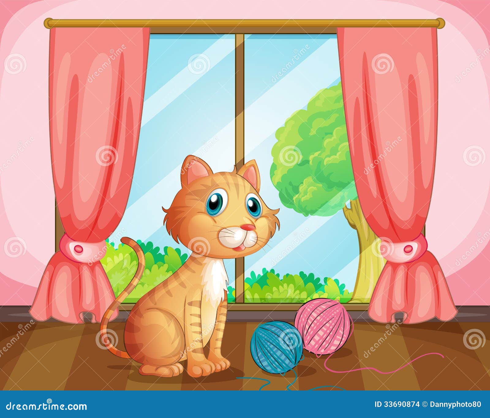 A cat near the window stock illustration. Illustration of glass - 33690874