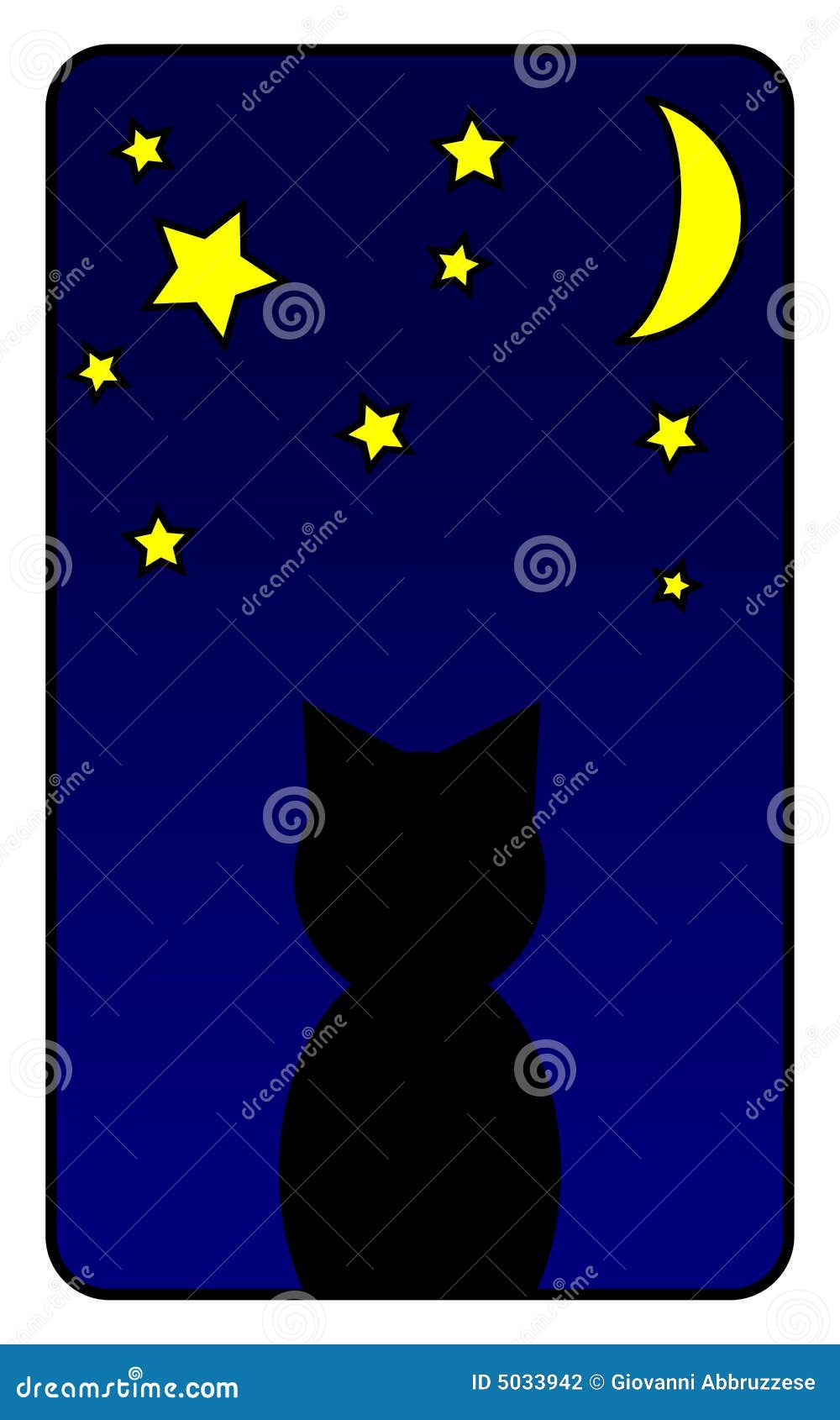 Cat in the night stock illustration. Illustration of pets - 5033942