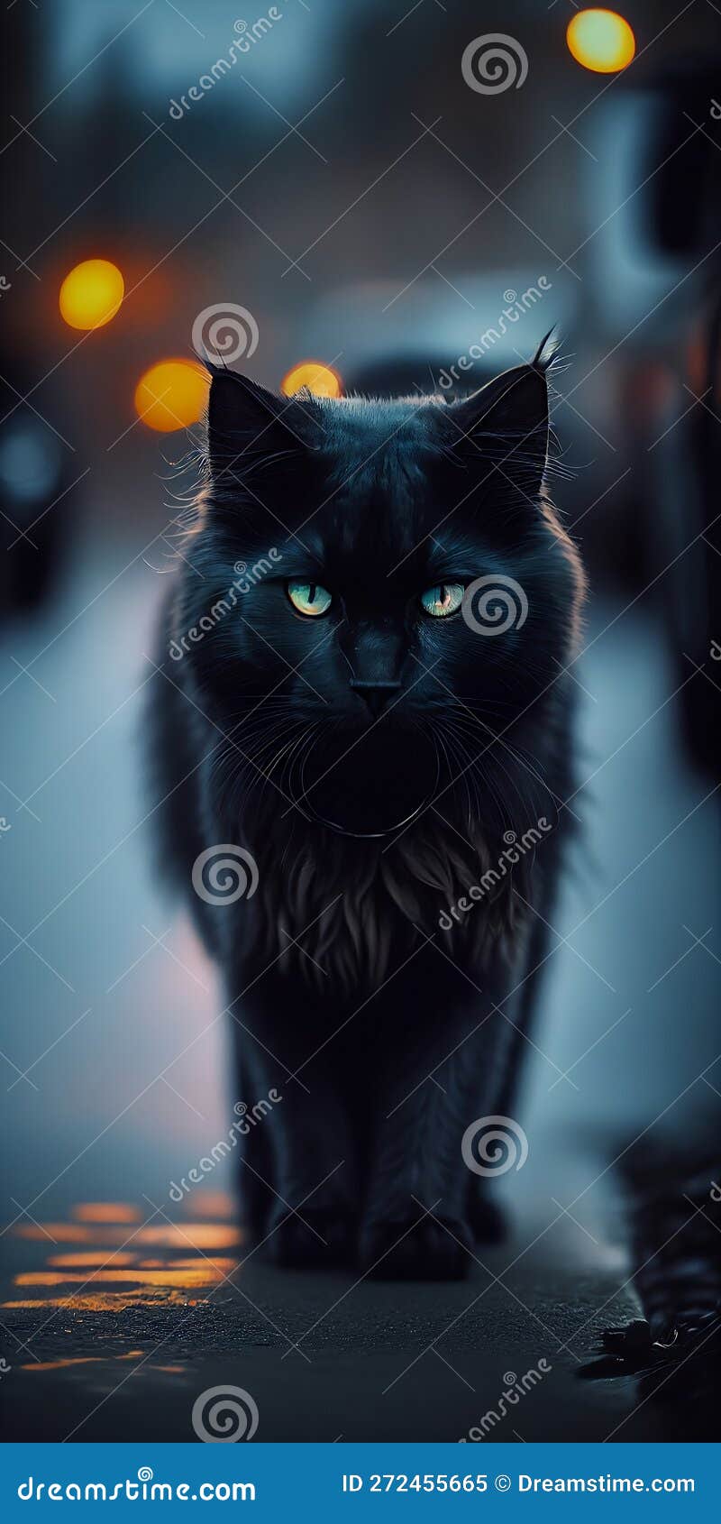 Cat in the night stock illustration. Illustration of blue - 272455665