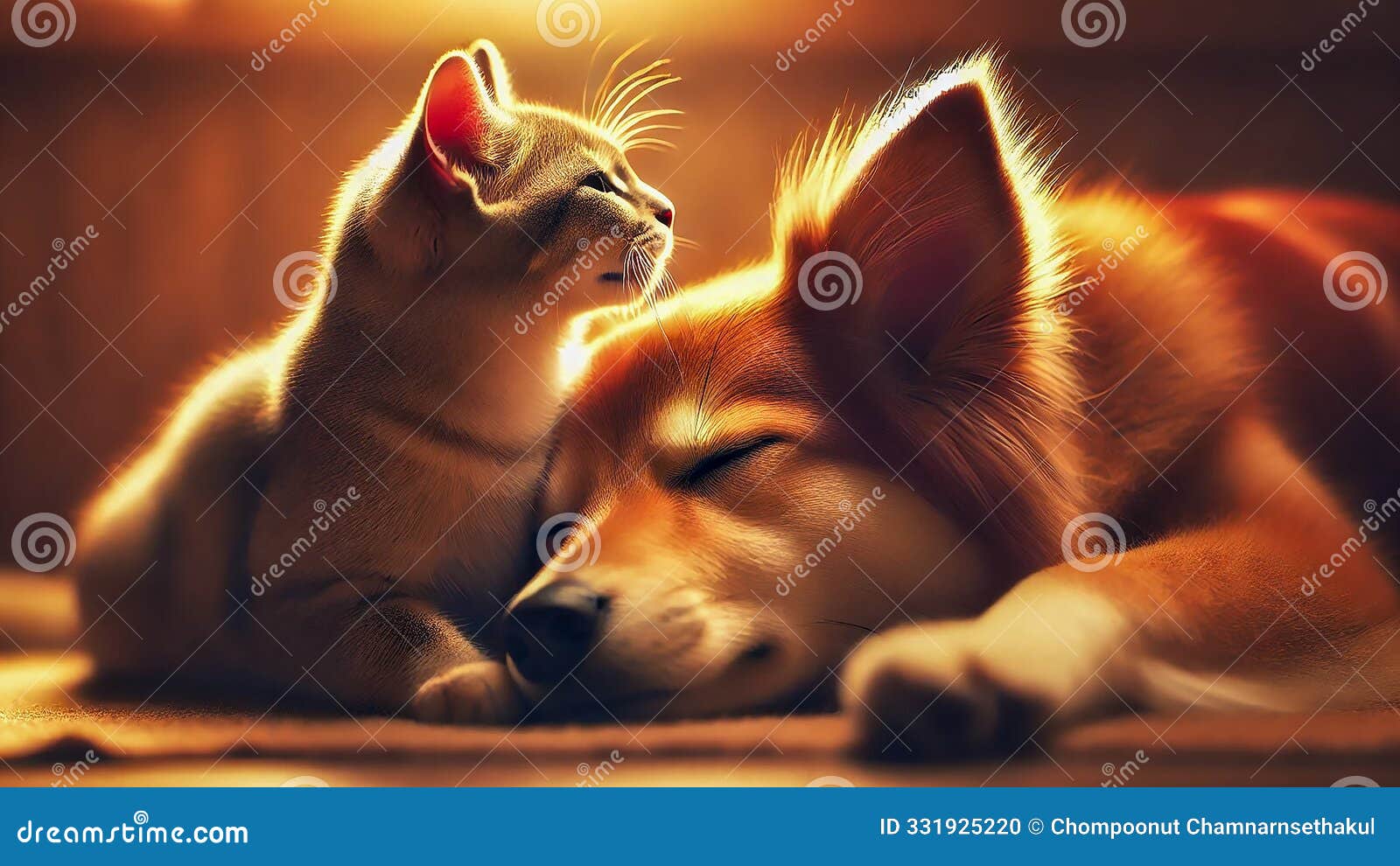 Cat Nuzzling a Dog S Ear, with Both Animals Looking Content and Relaxed ...