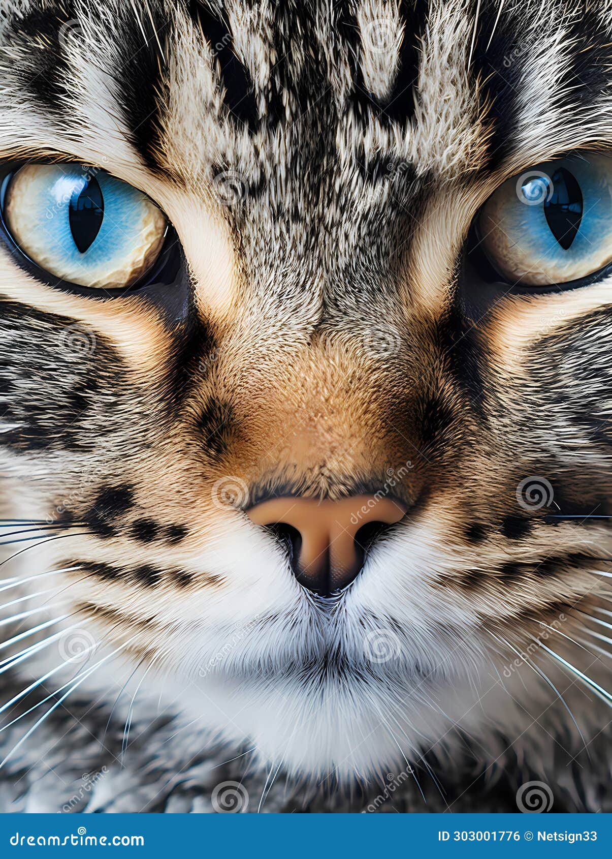 A Cat with One Eye, Close Up of a Cat_S Face Stock Illustration ...