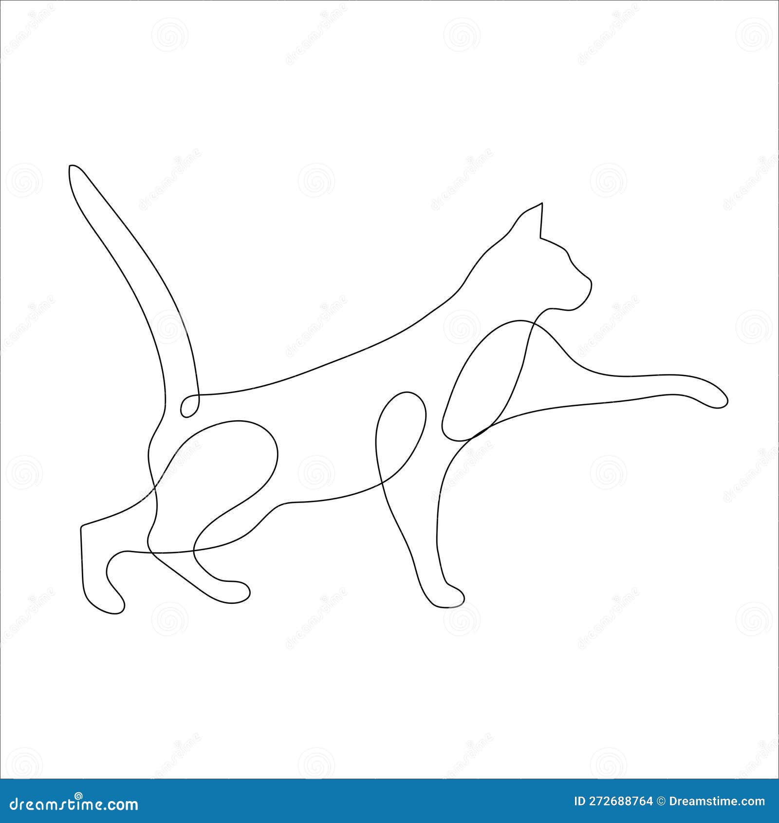 Cat one line drawing art stock vector. Illustration of cute - 272688764