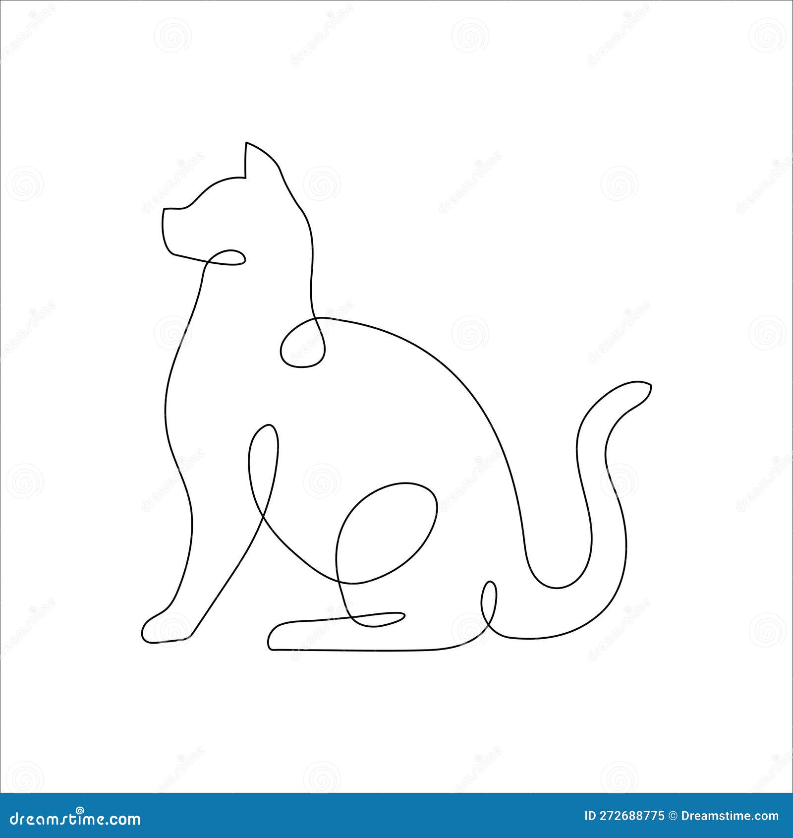 Cat one line drawing art stock vector. Illustration of abstract - 272688775