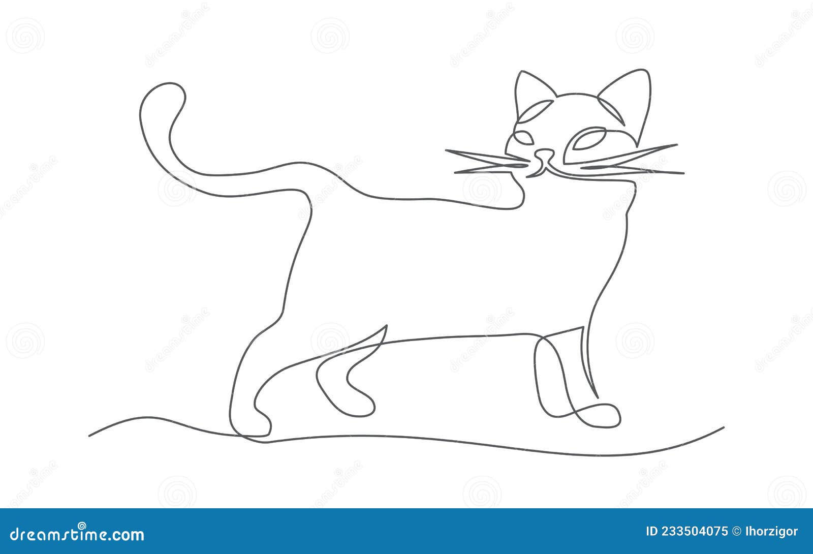 Cat. One line drawing stock vector. Illustration of tattoo - 233504075