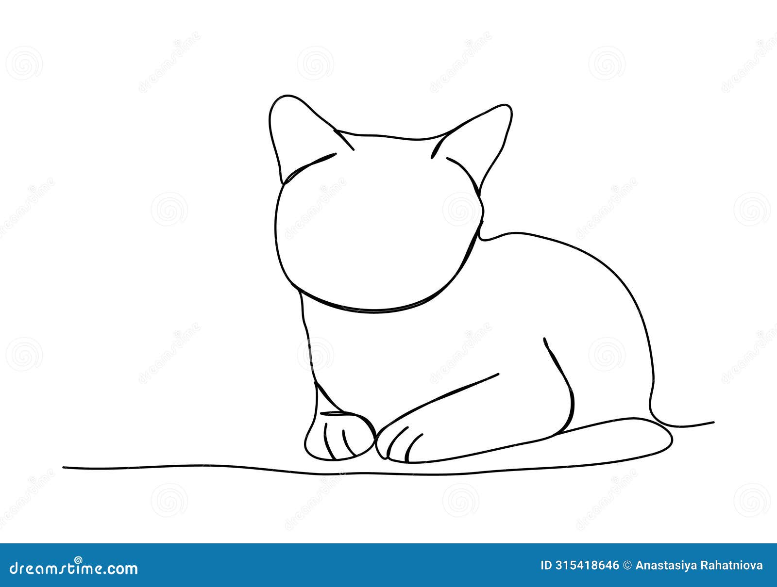 Cat. One Line Drawing Vector Illustration Stock Illustration ...