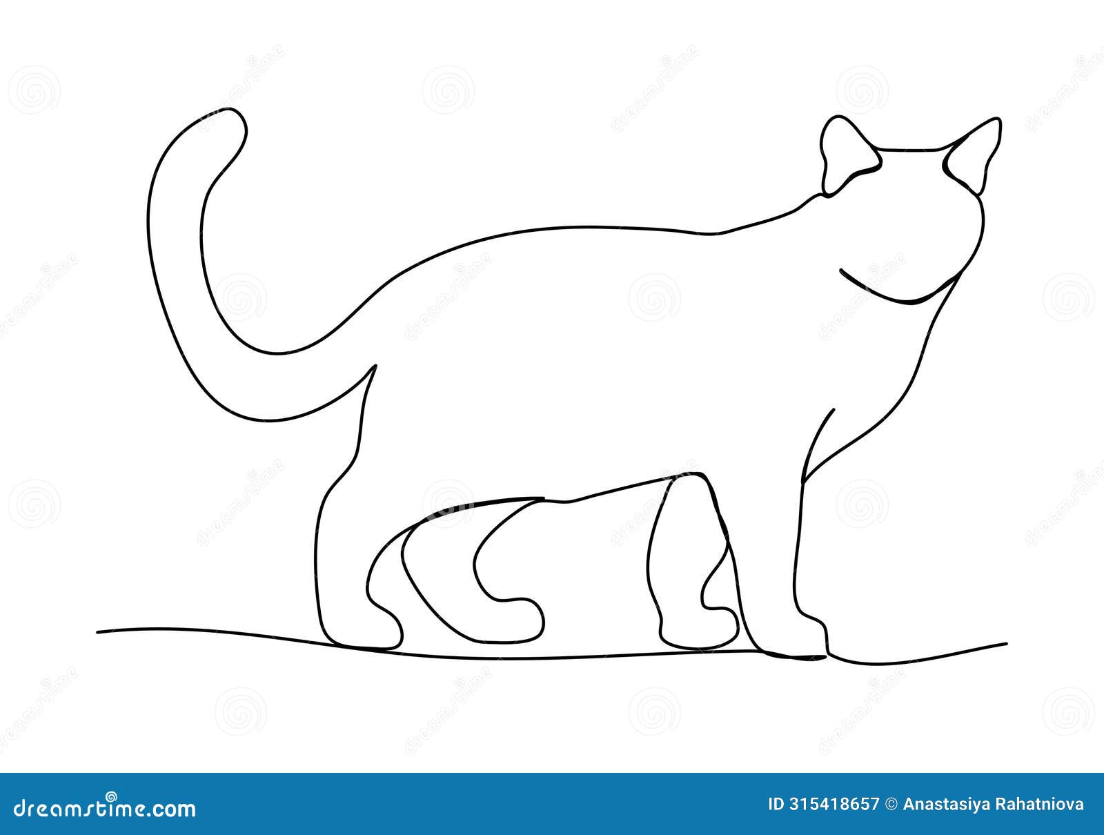 Cat. One Line Drawing Vector Illustration Stock Illustration ...