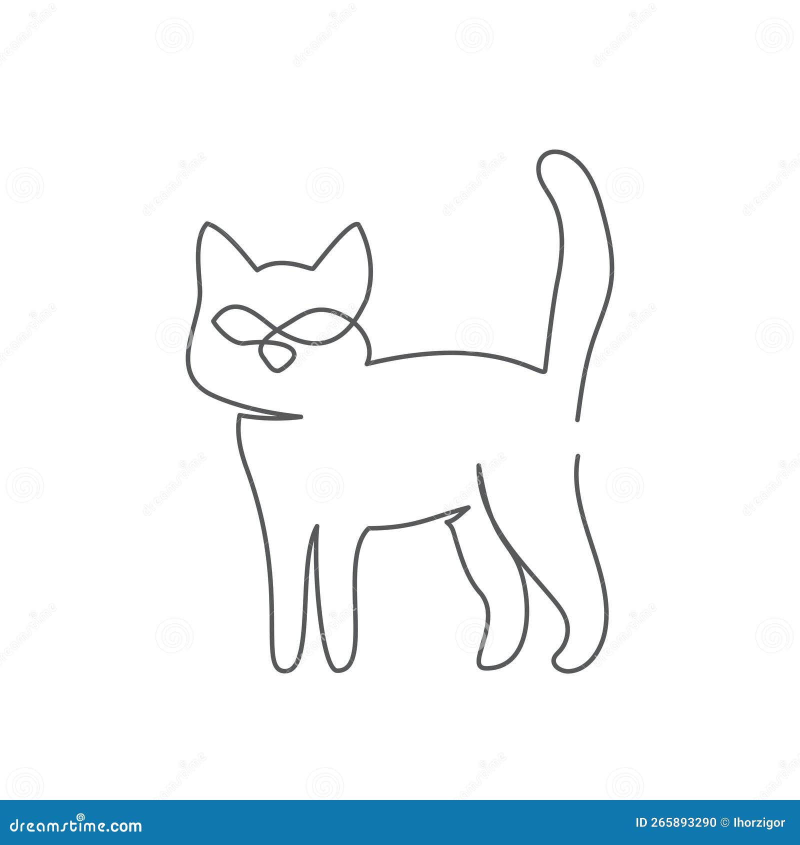 Cat One Line Drawing on White Background Stock Vector - Illustration of ...