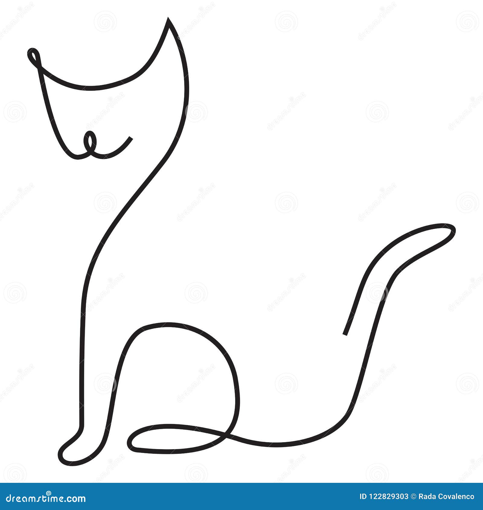 Cat one line stock vector. Illustration of creative - 122829303