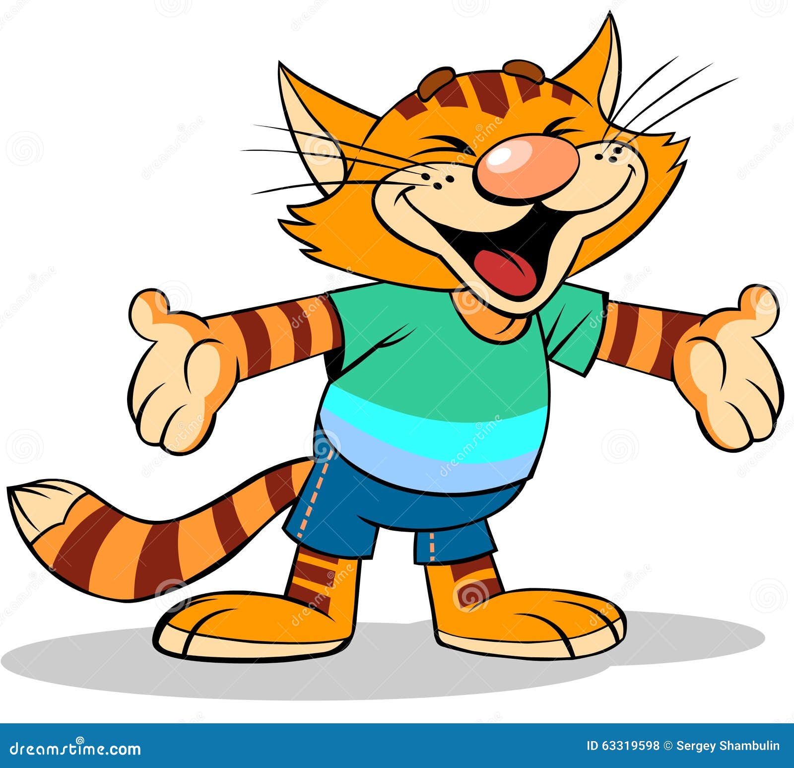 Cat with Open Arms vektor illustrationer. Illustration av omfamna ...