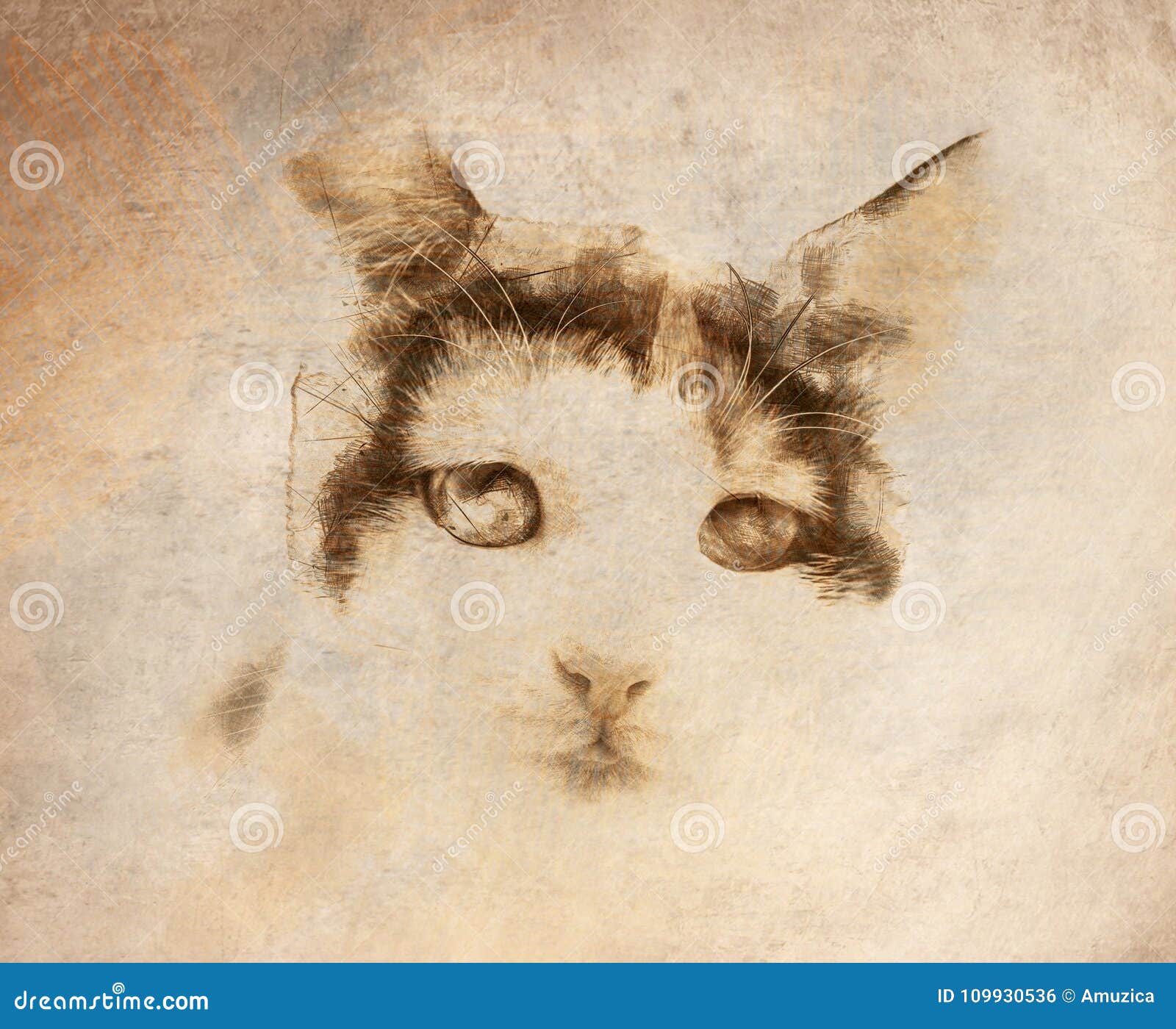 Cat over grunge background stock photo. Image of print - 109930536