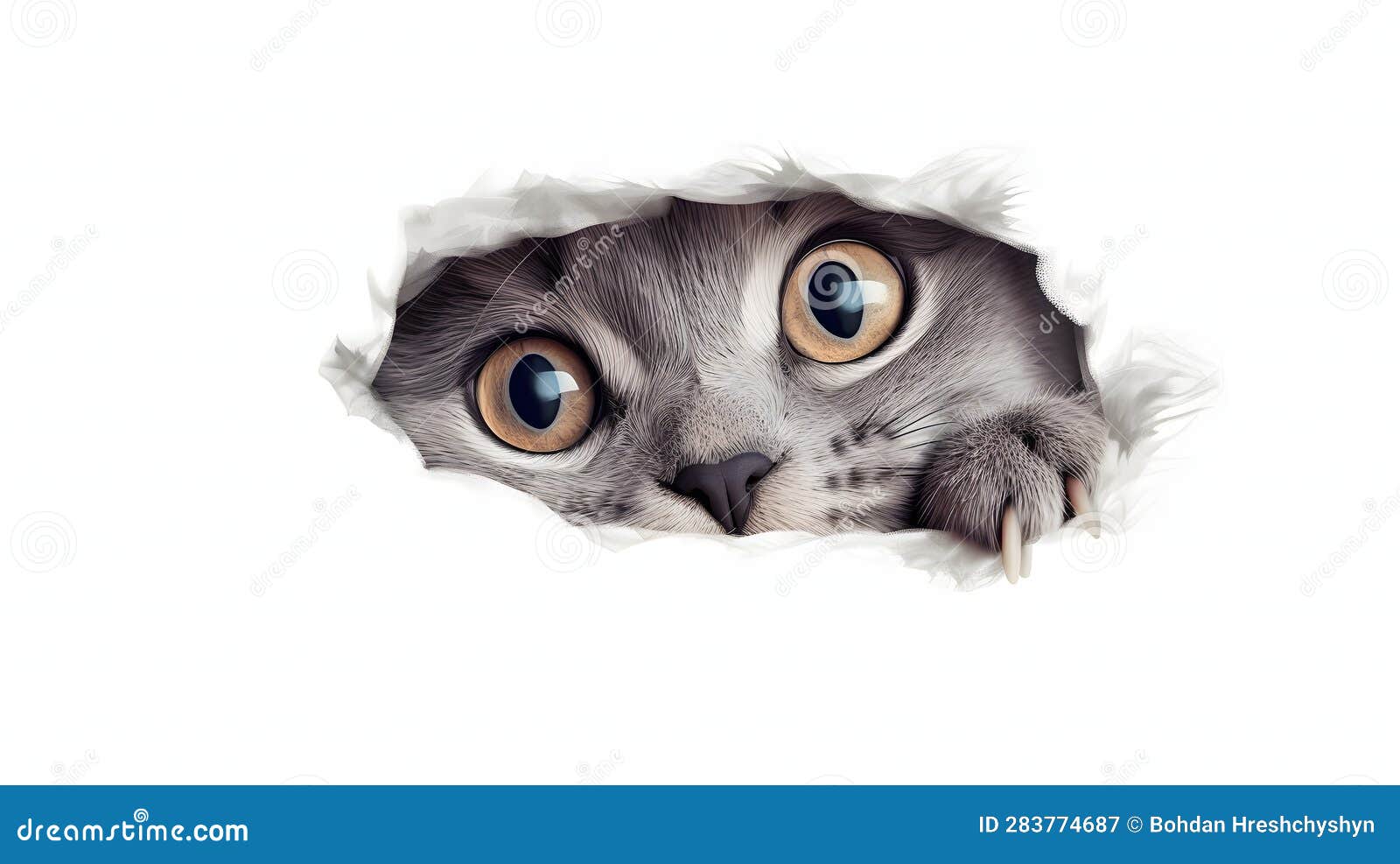 Cat in the Paper Side Torn Hole Isolated Stock Illustration ...